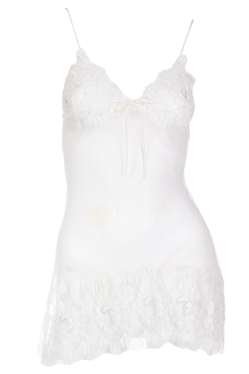 Mary Green Vintage Sheer White Silk Chemise Slip With Lace – Modig