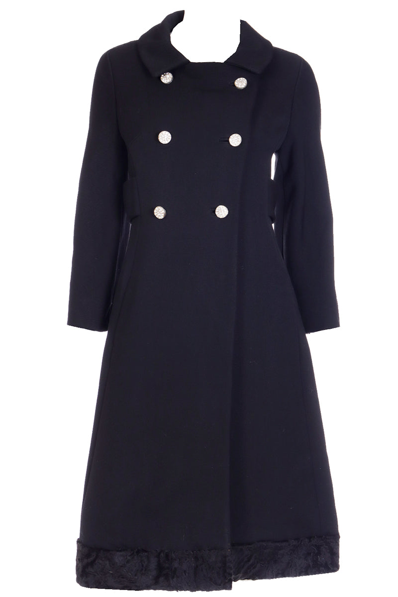 Vintage Golet Original 1960s Black Coat With Rhinestone Buttons – Modig