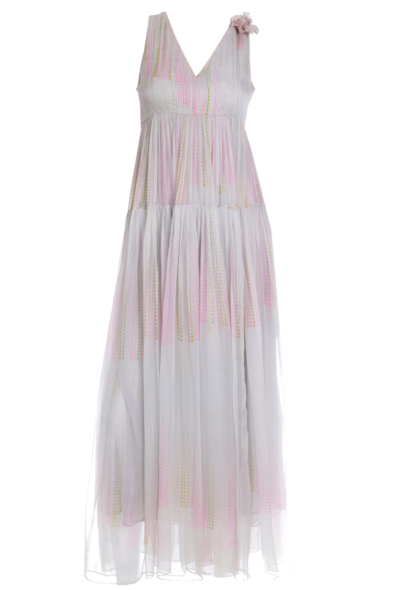 Vintage André Laug For Audrey Silk Chiffon Abstract Dot Maxi Dress – Modig