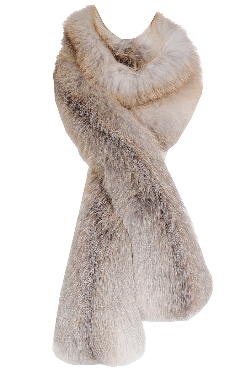 Vintage Luxurious Natural Fox Fur Boa Style Extra Long Wrap – Modig
