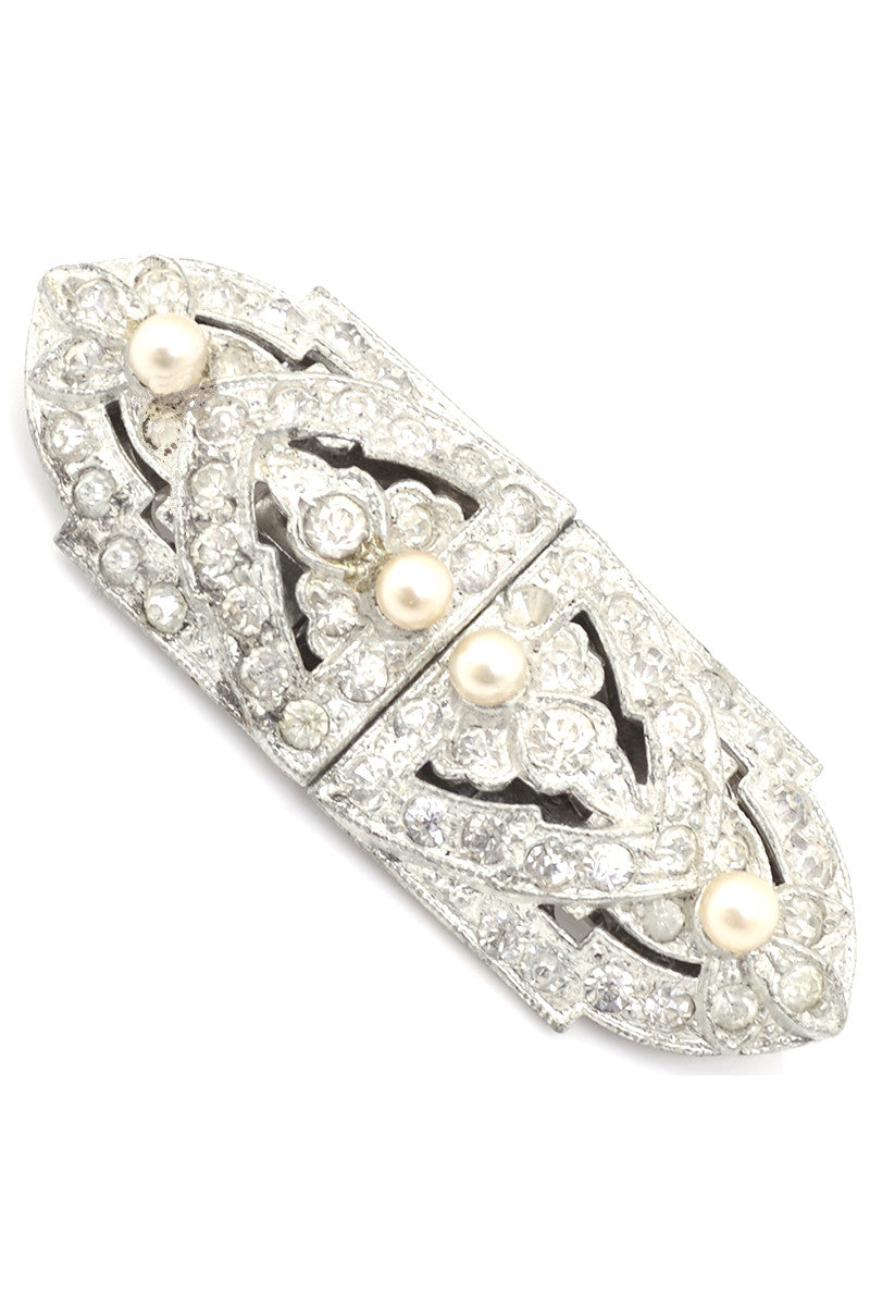 1932 Vintage Paste Rhinestone Duette Style Dress Clip Brooch Bridal – Modig