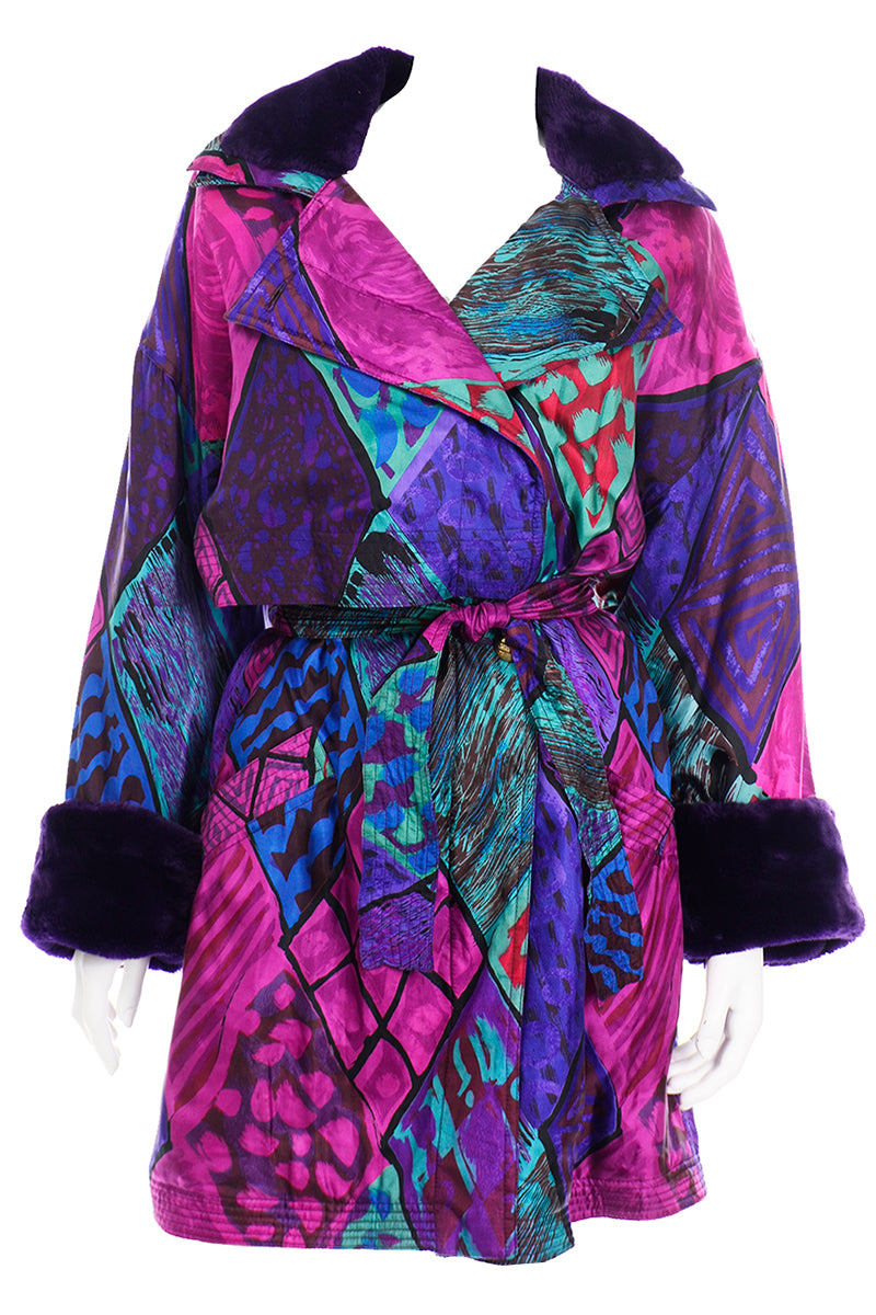 Versace Sport Coat Vintage 1980s Multi Color Silk Mixed Pattern Jacket ...