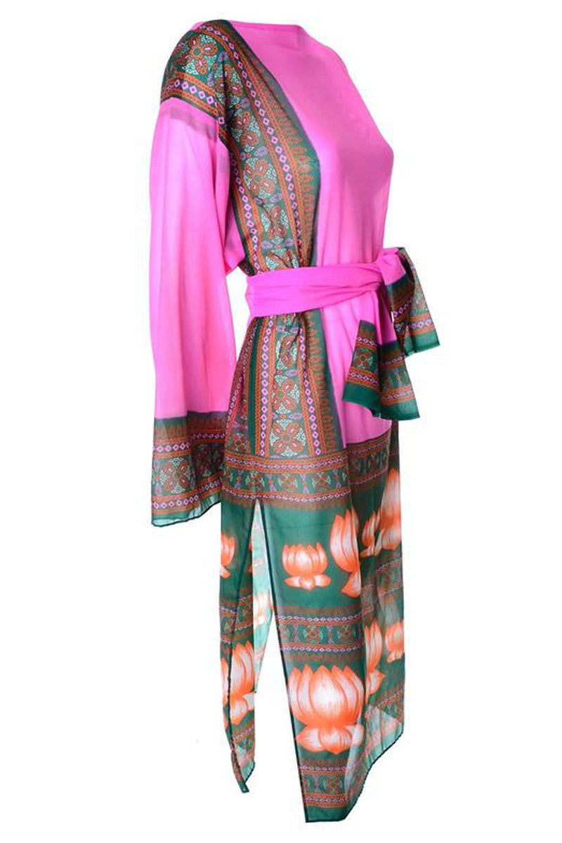 Bob Bugnand Boutique Paris New York Vintage Pink Caftan Tunic w/ Scarf ...