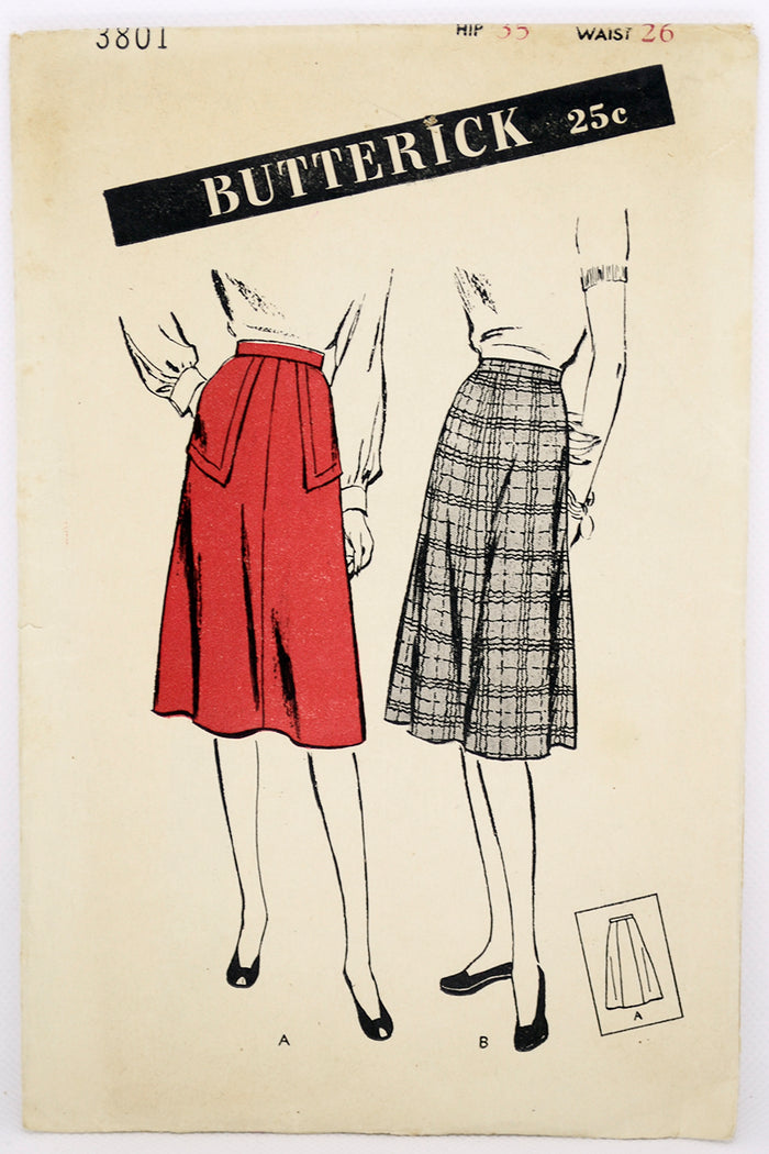 1940s Butterick 3801 Vintage Ladies Skirt Sewing Pattern – Modig