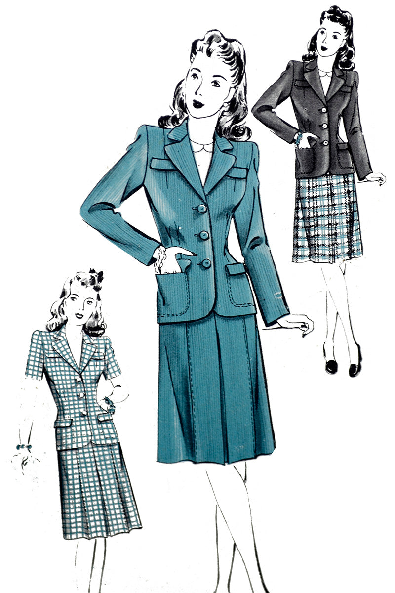 1940s Hollywood 967 vintage sewing pattern Skirt & Jacket Suit – Modig