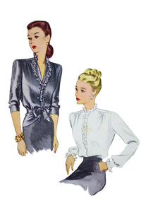 1945 Vintage McCall 6337 Ruffled Blouse Sewing Pattern – Modig