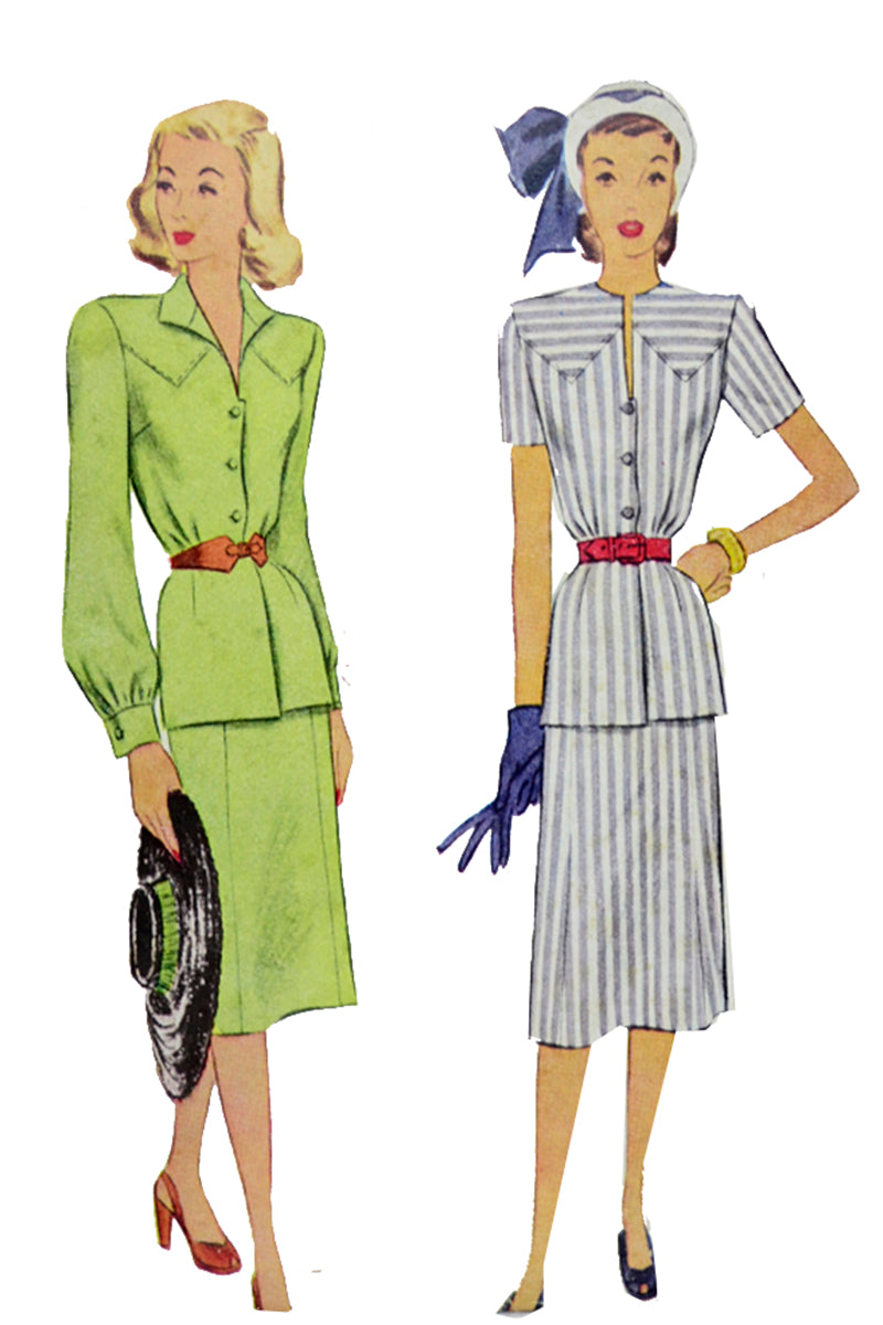 1947 McCall 6871 Vintage Sewing Pattern for 1940s Skirt Jacket Suit – Modig
