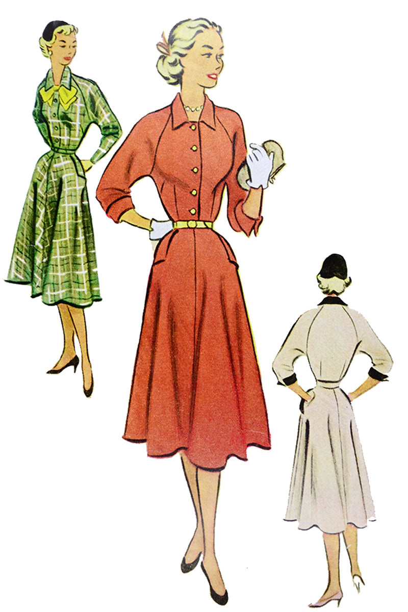 1950s McCalls 8608 Vintage 1951 Dress Sewing Pattern – Modig