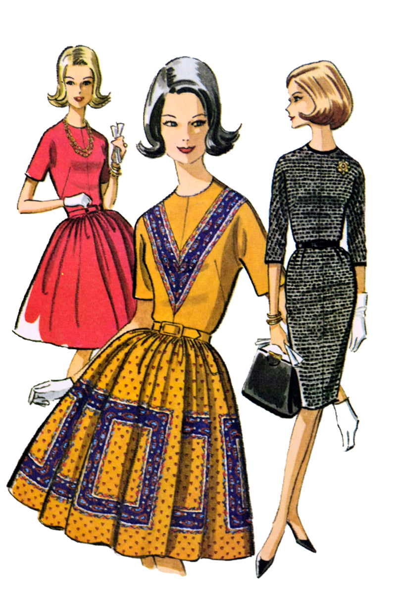 McCall's 7406 Vintage 1964 Full or Slim Dress Sewing Pattern – Modig