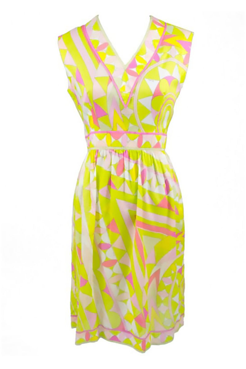 Emilio Pucci Yellow Cotton Dress with Signature Fabric Size Small – Modig