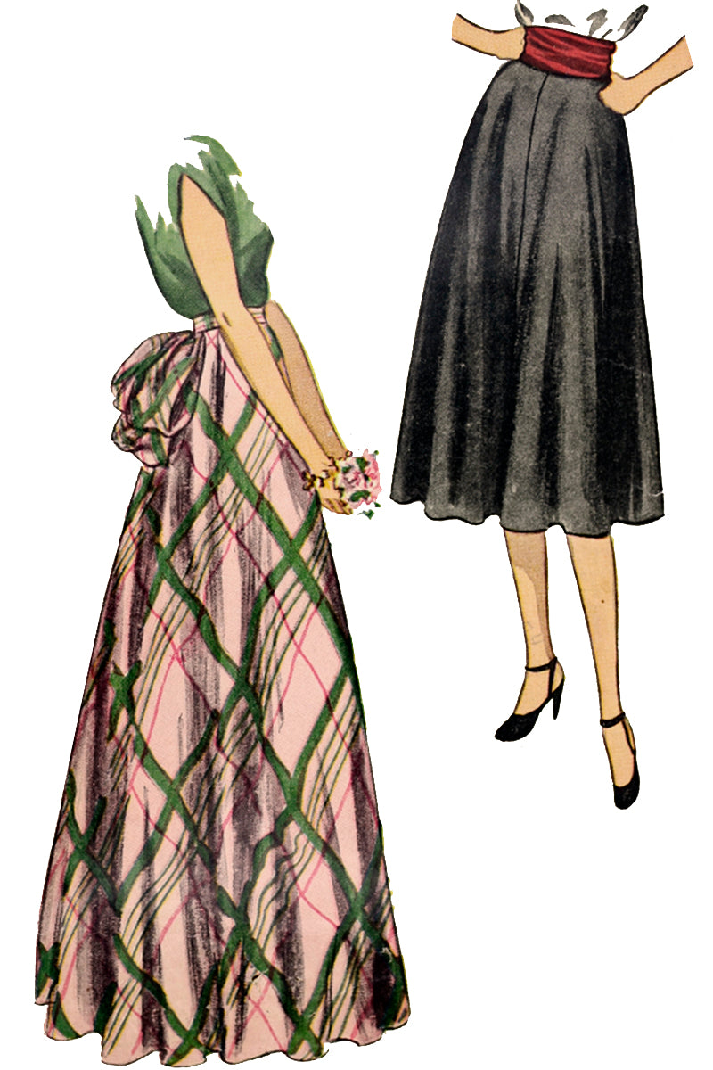 1947 Sewing Pattern Simplicity 2024 Vintage Day & Evening Bustle Skirt ...