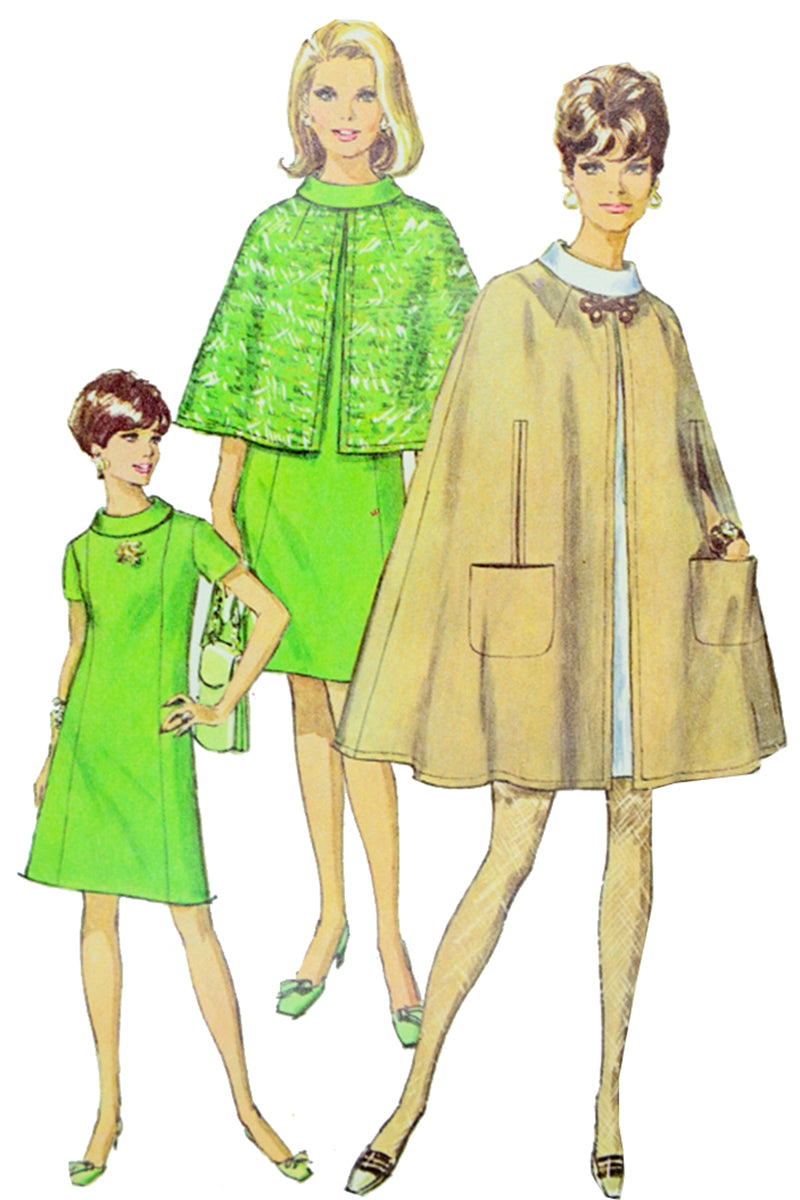 1960s Simplicity 7544 Vintage Dress & Cape Sewing Pattern – Modig