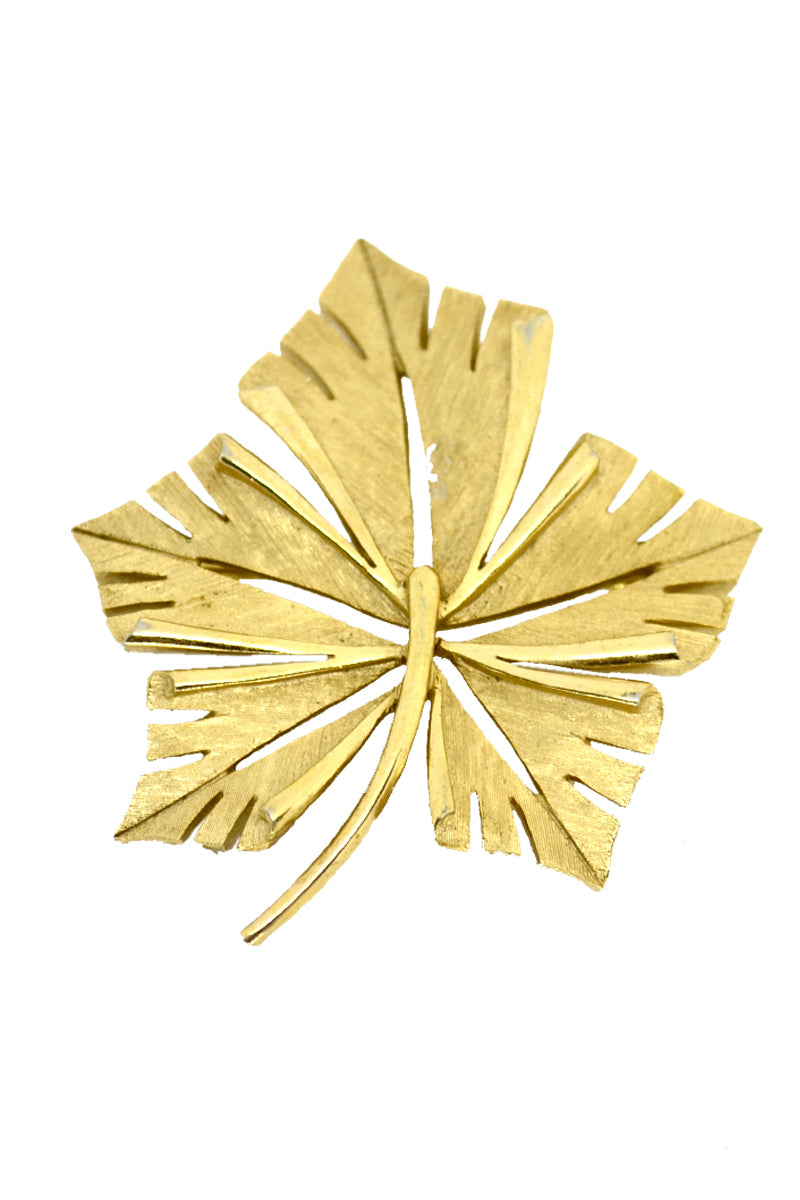 Vintage Trifari Gold Tone Leaf Brooch – Modig