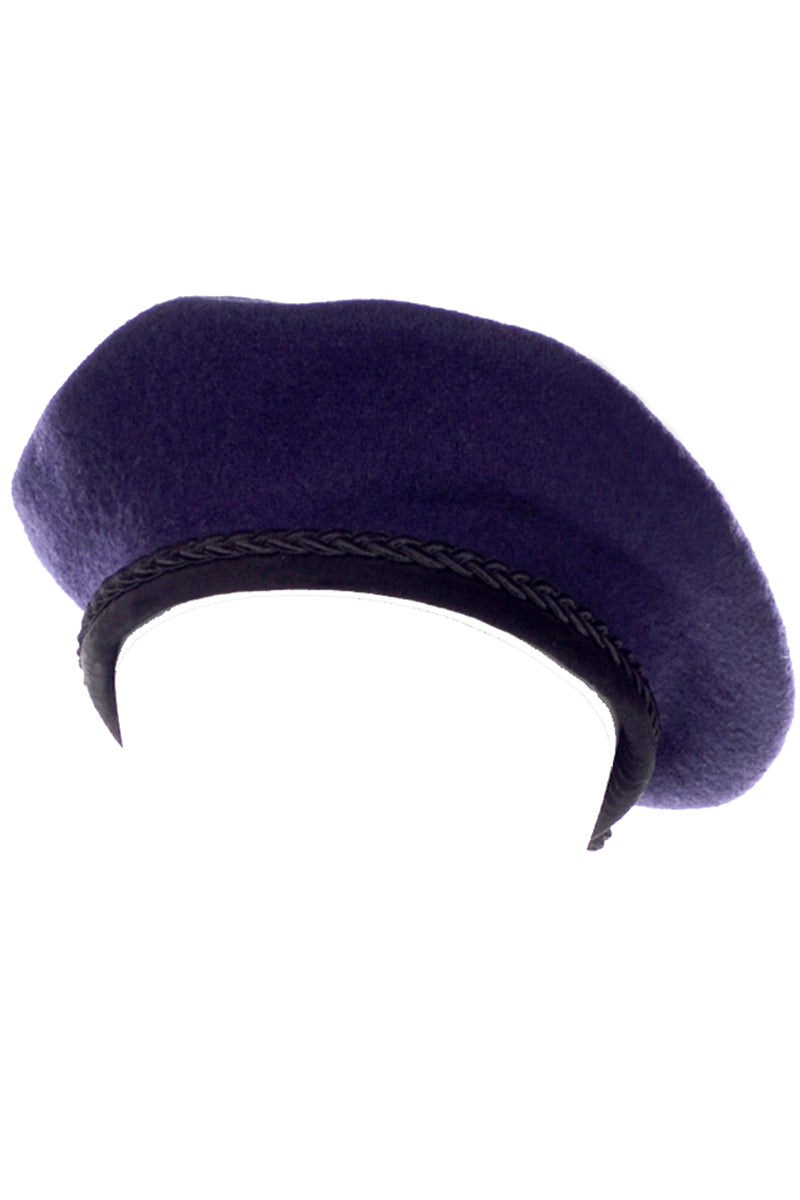 80s Vintage David Cohen Blue Wool Basque Style Beret Hat w Black Trim ...