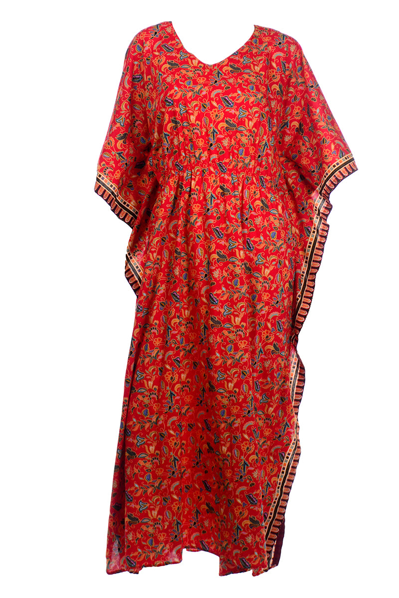 Vintage Red Batik Style Print Singapore Caftan Dress – Modig
