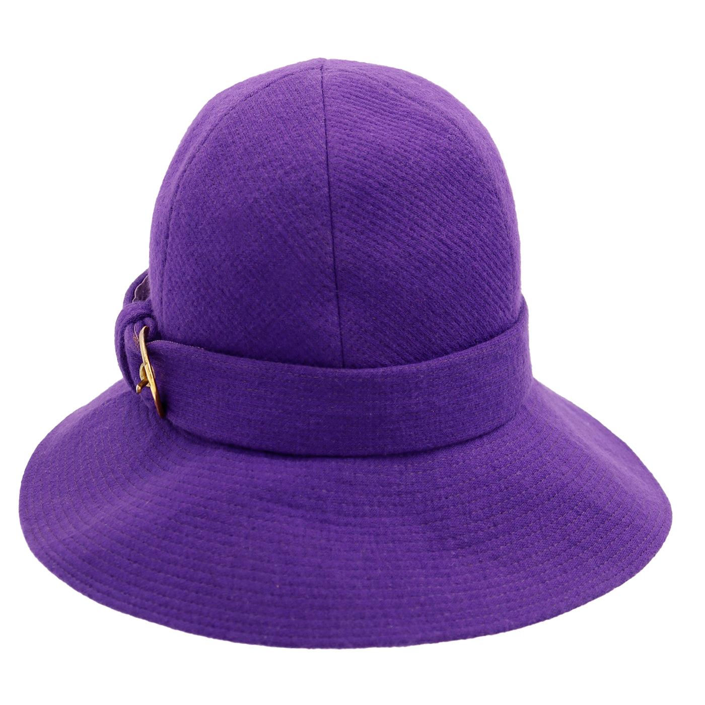 1960s YSL Vintage Purple Wool Hat w Large Gold Buckle – Modig