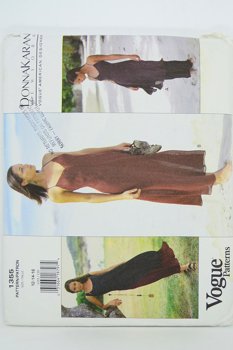 Uncut Vogue 1355 American designer Donna Karan 90s Slip Dress Pattern ...