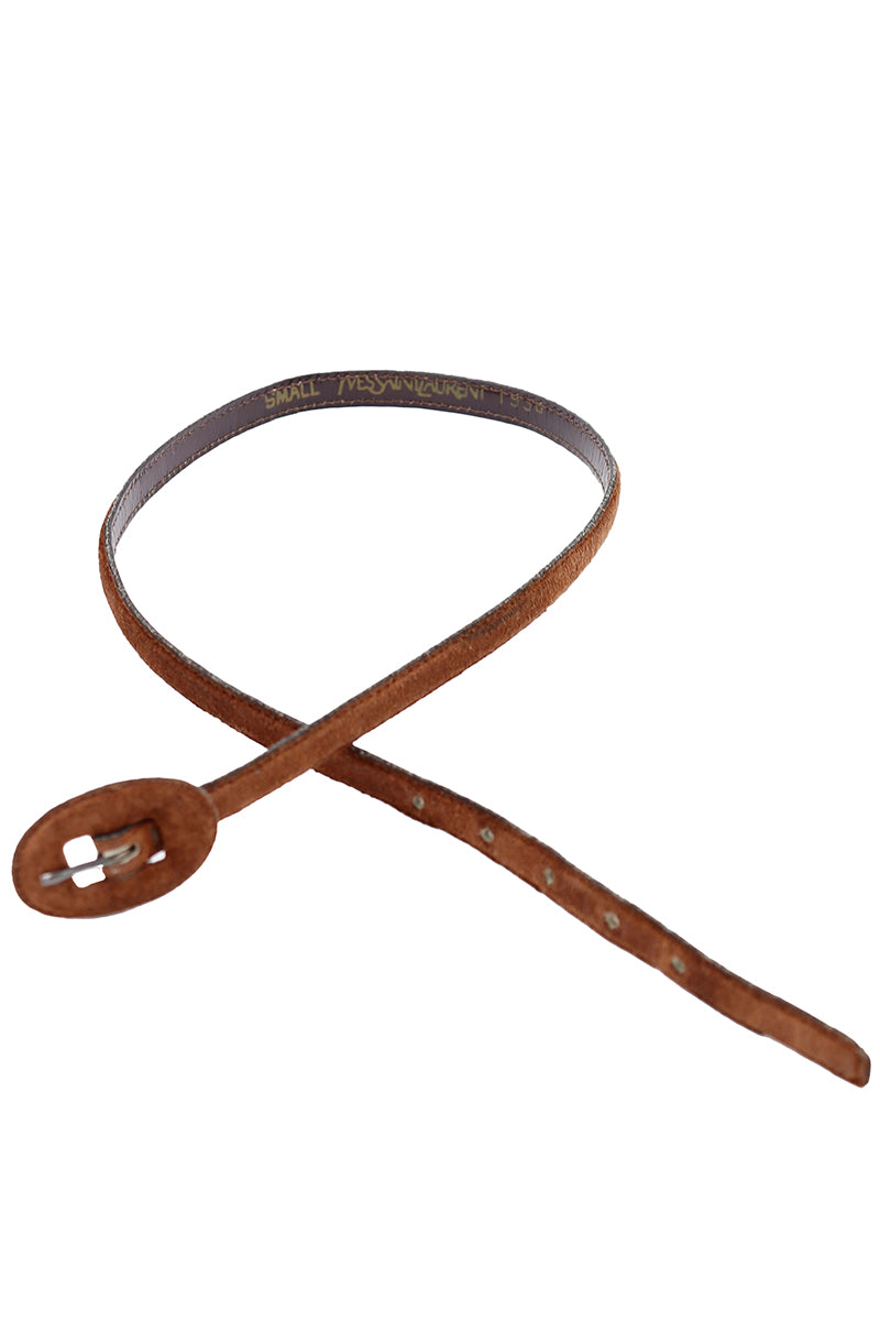 Vintage Yves Saint Laurent Narrow Brown Suede Belt – Modig