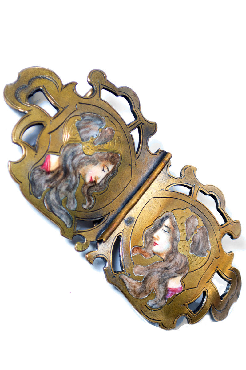 Enamel antique sash vintage belt buckle – Modig