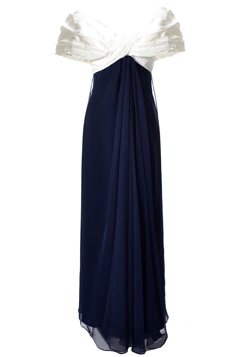 1980s Victor Costa Designer Vintage Dress Evening Gown Taffeta Chiffon ...
