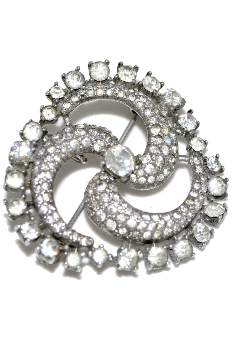 Rhinestone Signed Pennino sterling silver vintage brooch – Modig