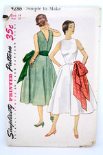 1953 Vintage Dress Pattern Simplicity 4286 With Sash Belt & Full Skirt ...