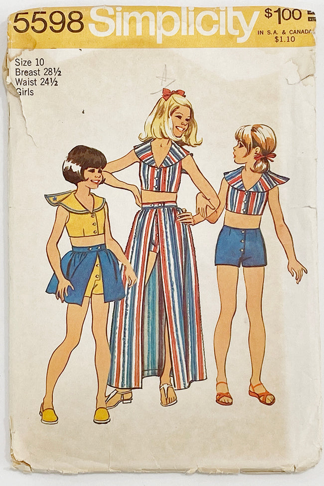 Vintage 1973 Simplicity 5598 Pattern for Skirt Midriff Top & Shorts – Modig