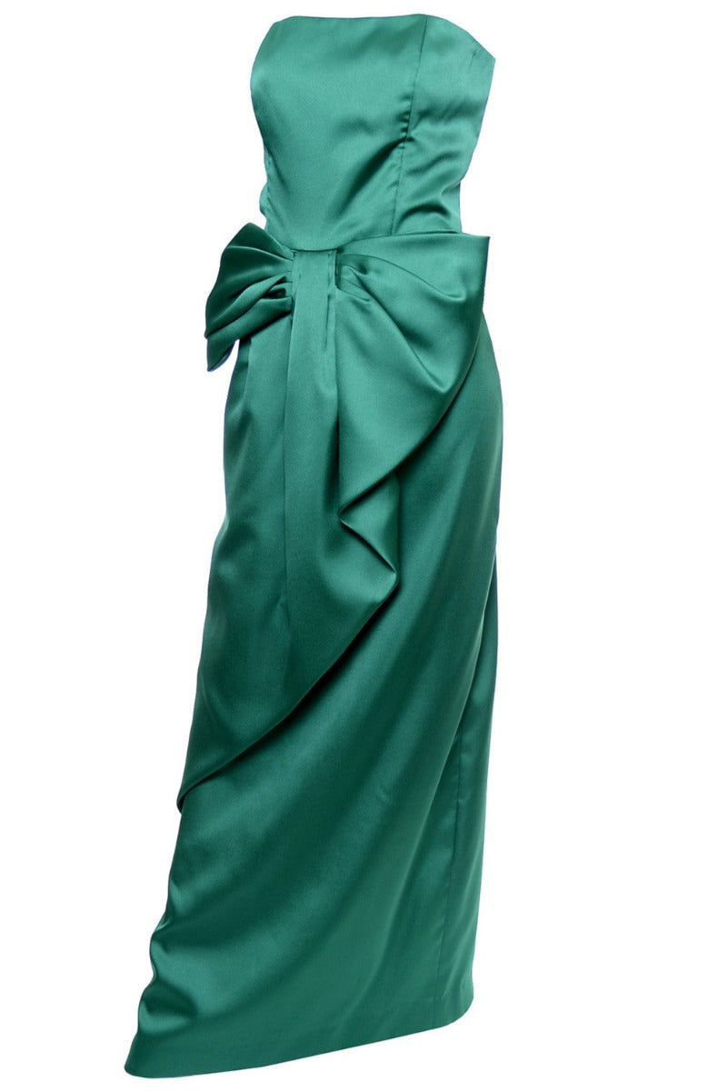 Victor Costa 1970s Emerald Green Satin Vintage Evening Gown – Modig