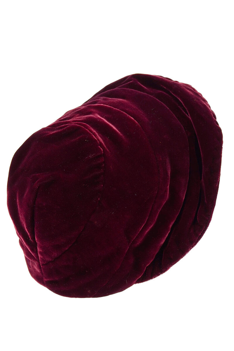 Vintage Edwardian Rich Red Velvet Bonnet Style Slouchy Vintage Hat – Modig